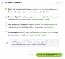 10DLC Opt-In Options