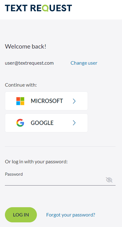 Log Into Text Request with Single Sign-On (SSO)